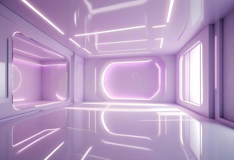 Purple Minimalistic Studio Environment with Bright Lights and ...