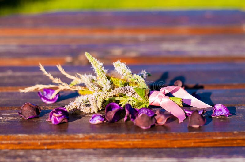 The purple mint bouquet stock photo. Image of wood, mint - 122719452