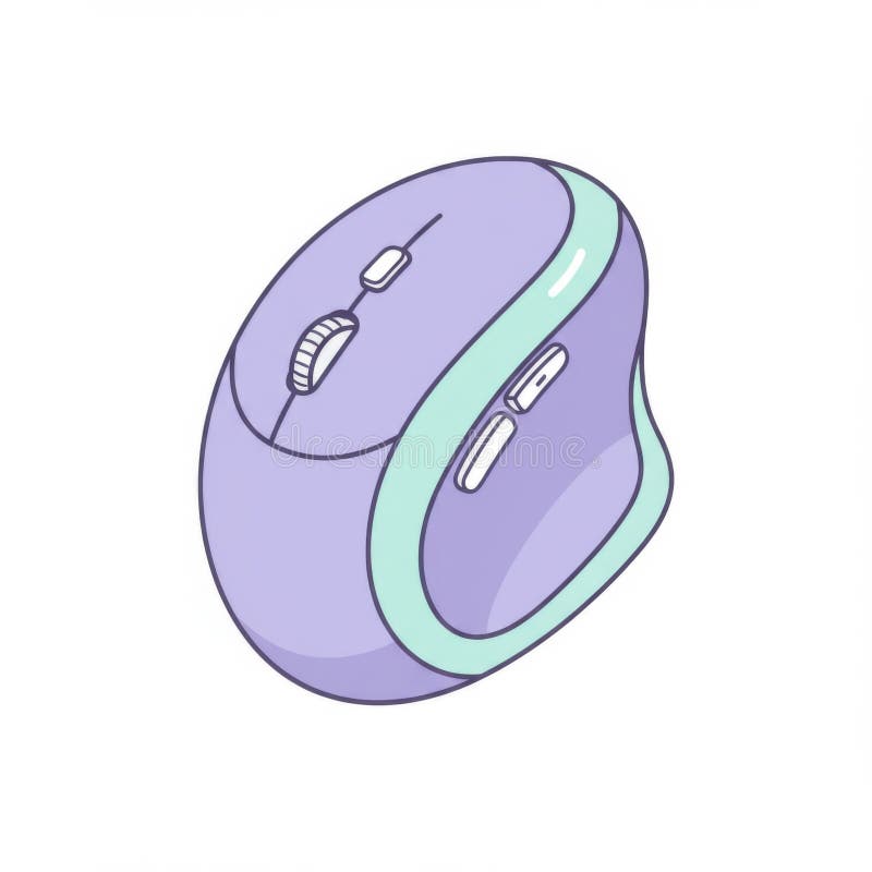 Purple and Mint Green Ergonomic Computer Mouse Illustration Stock ...