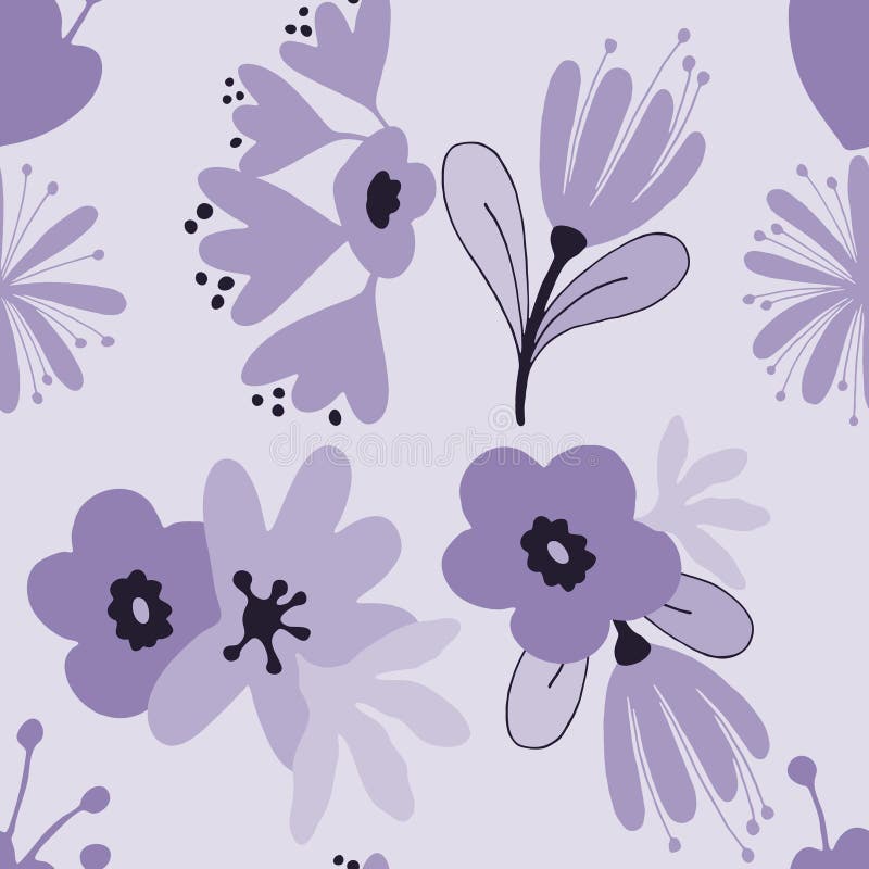 Purple Monochrome Floral Repeating Pattern Stock Illustration ...