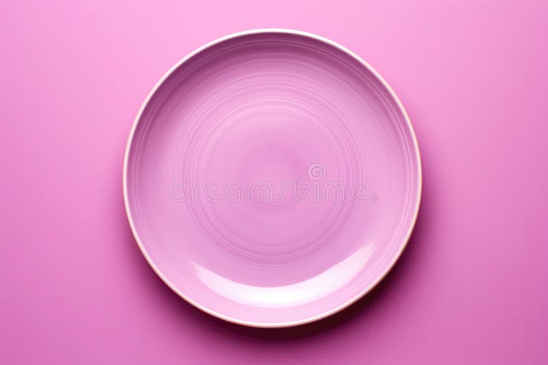 Purple Monochrome Plate on Pink Background, Top View. Generative AI ...