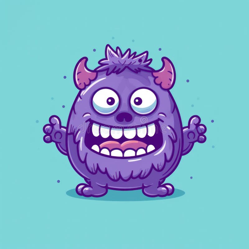 A Purple Monster With Big Eyes And Horns Generative Ai Image Stock Illustration Illustration