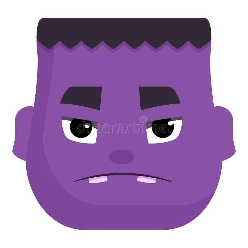 Purple Monster Face Showing Grumpy Emotion Stock Illustration ...