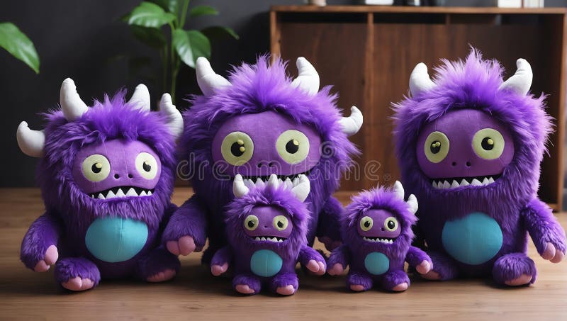 Purple Monsters Plush Dolls Stuffed Ai Generated Stock Illustration ...