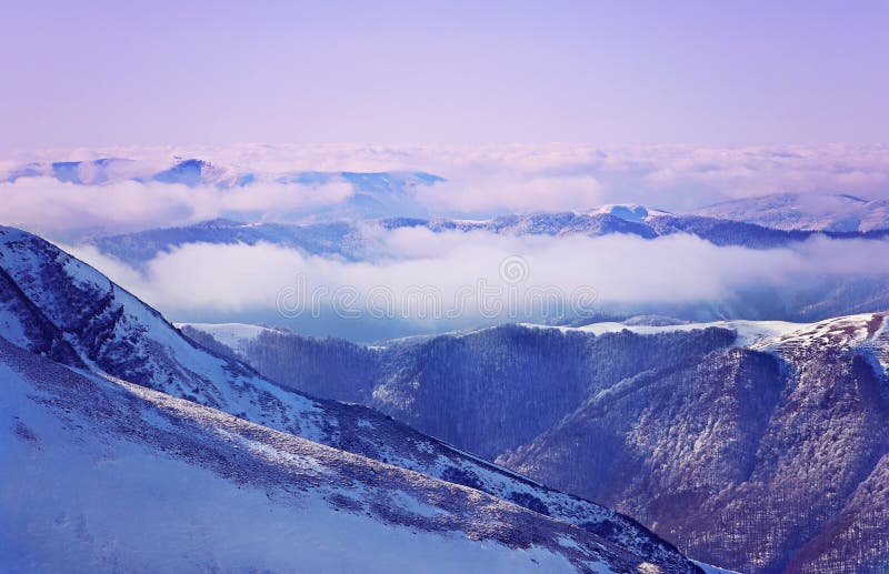 Purple Morning Mountains Landscape Stock Photo - Image of daylight ...