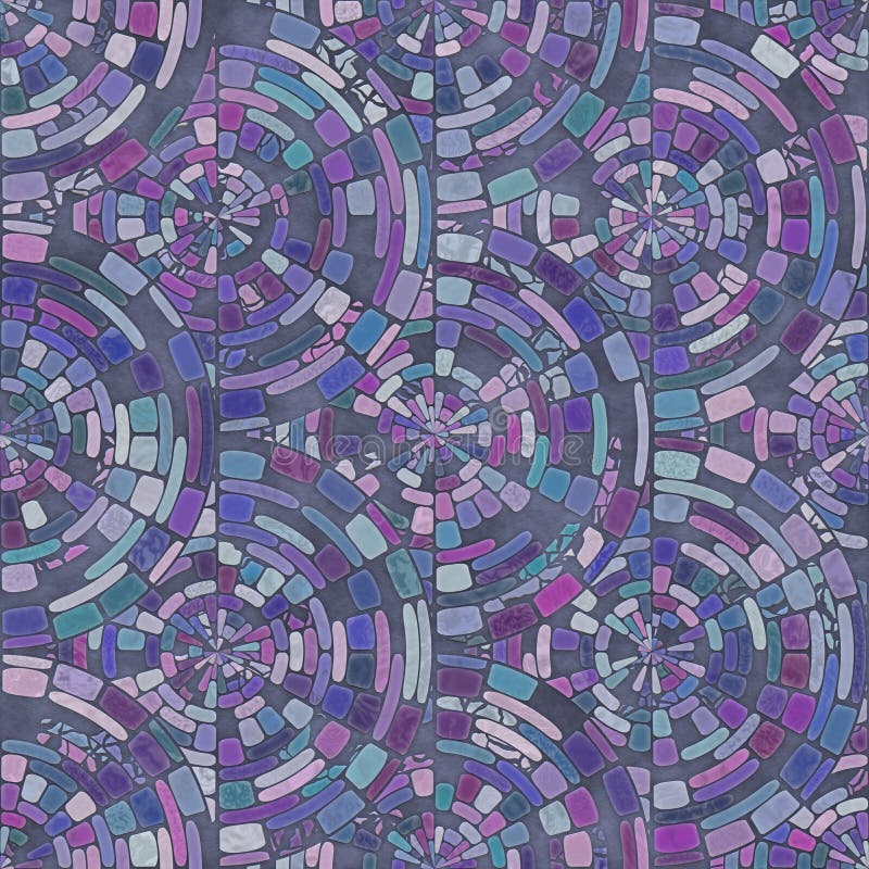 Purple Mosaic Radial Seamless Tiling Pattern Stock Illustration ...