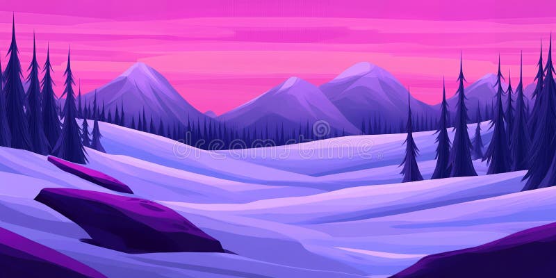 Purple mountain sunset stock illustration. Illustration of trees ...