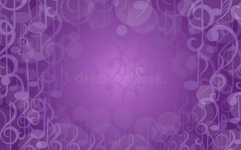 Purple Music Background with Notes. Bokeh Backdrop with Falling and ...