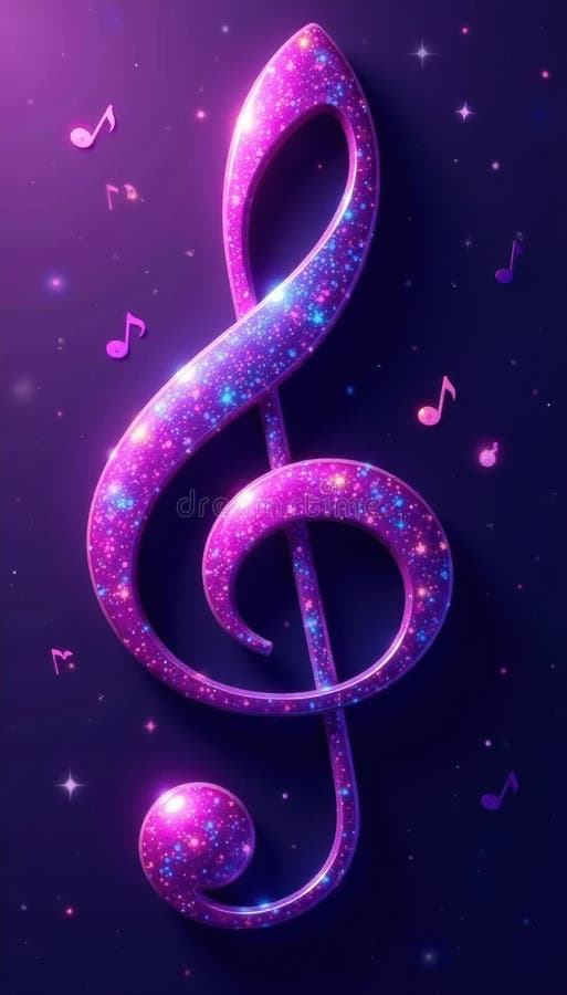 Purple Musical Clef with Notes, Flat Border Design, Purple, Border ...