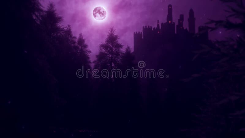 Purple Castle by Night - View from the Forest - Loop Landscape ...