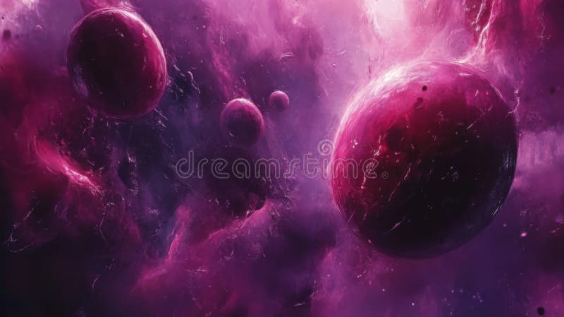 Purple Nebula Cosmic Planets Space Scene Stock Illustration ...