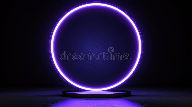 Purple Neon Circle Backdrop, Dark Studio, Product Display Stock ...