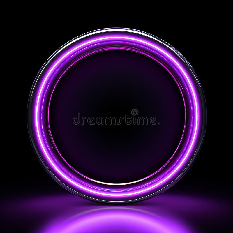 A Purple Neon Circle on a Black Background Stock Illustration ...