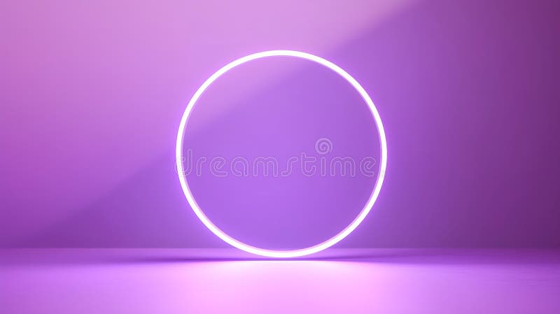 Purple Neon Circle Illuminated Against a Gradient Background in a ...