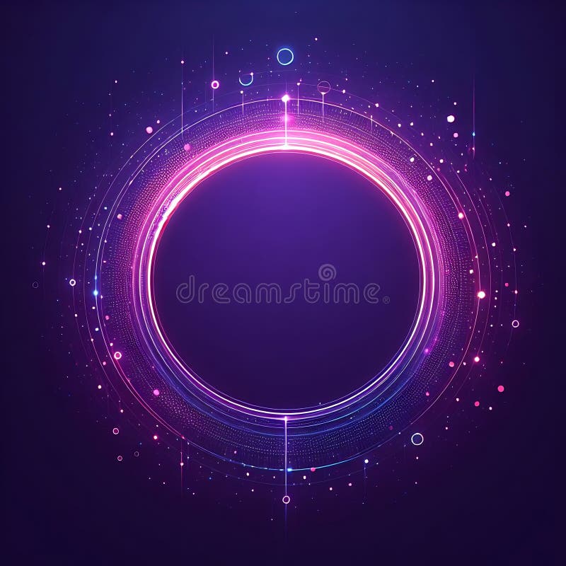 A Purple Neon Circle with a Lot of Dots in it Stock Illustration ...