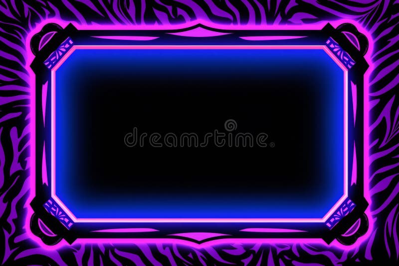 A Purple Neon Frame on a Zebra Print Background Stock Illustration ...