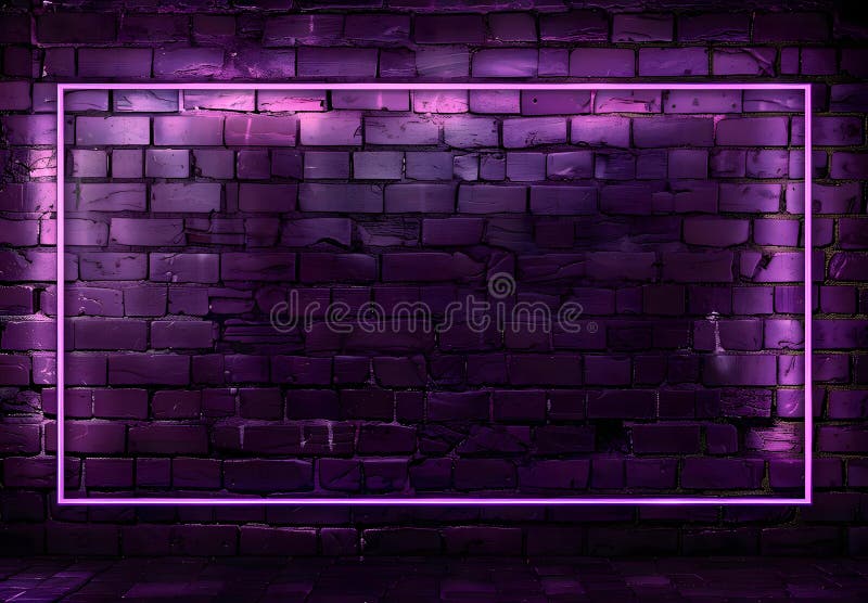 Purple Neon Glow Brick Wall Background Stock Illustration ...