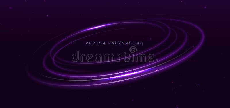 Purple Neon Glowing Rings with Lighting Effect Sparkle on Dark Purple ...