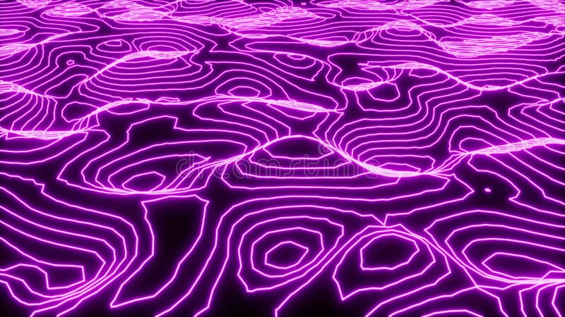 Purple Neon Height Map Landscape 3d Stock Illustration - Illustration ...