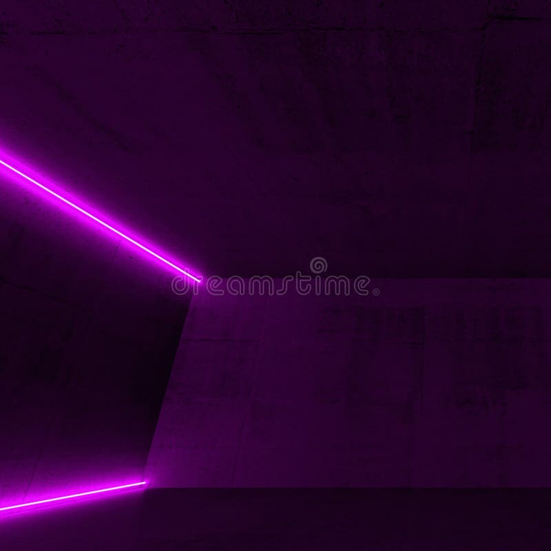 Purple Neon Lights, Square 3d Render Stock Image - Image of futuristic ...