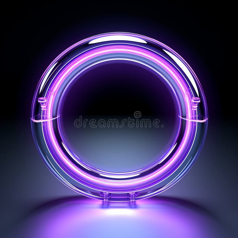 A Purple Neon Ring on a Black Background Stock Illustration ...