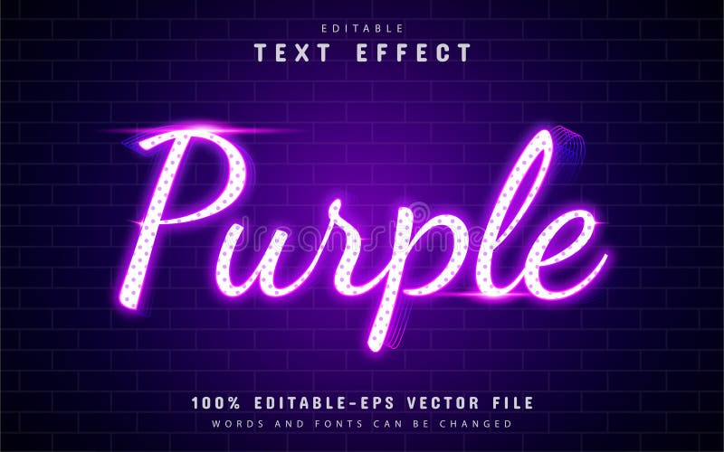 Purple Neon Text Effect with Dot Pattern Stock Vector - Illustration of ...