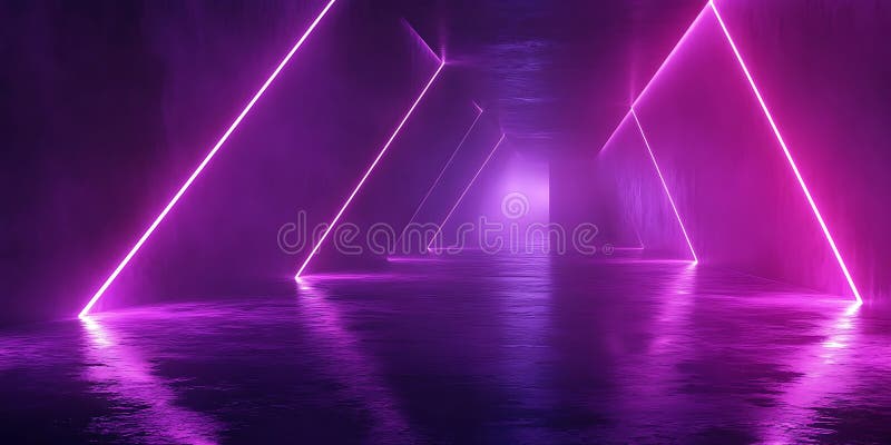 Purple Neon Triangle Lights Background: Glowing Abstract Texture Stock ...