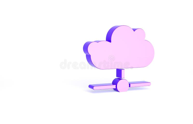 Purple Network Cloud Connection Icon Isolated on White Background ...
