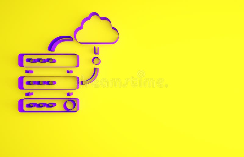 Purple Network Cloud Connection Icon Isolated on Yellow Background ...