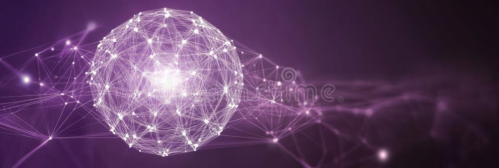 Purple Network Globe Data Connection Dots and Lines Plexus Background ...