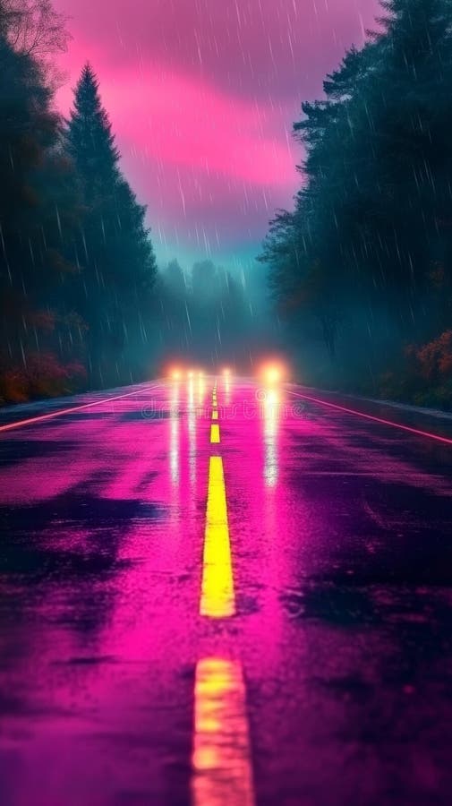 Purple Night Road Depicted in an Abstract Background Illustration Stock ...