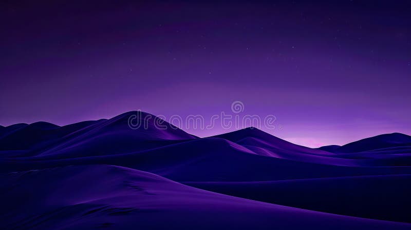 A Purple Night Sky with Mountains and Sand Dunes Stock Photo - Image of ...