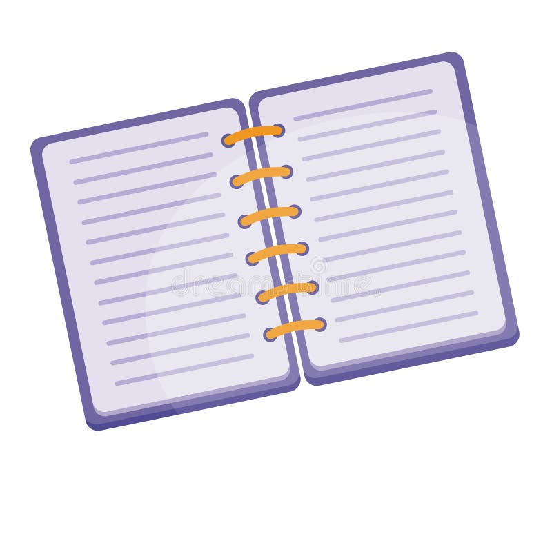 Purple Notebook with Orange Spring, Top View, Isolated Object on White ...