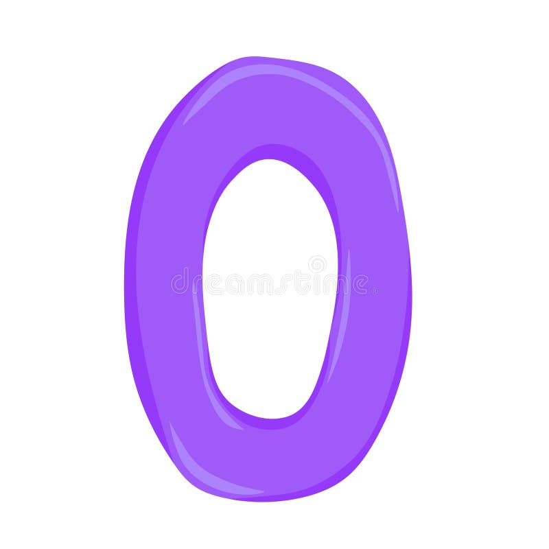 Purple Number 0 in Cartoon Style, Color Number Zero As a Balloon, Fun ...