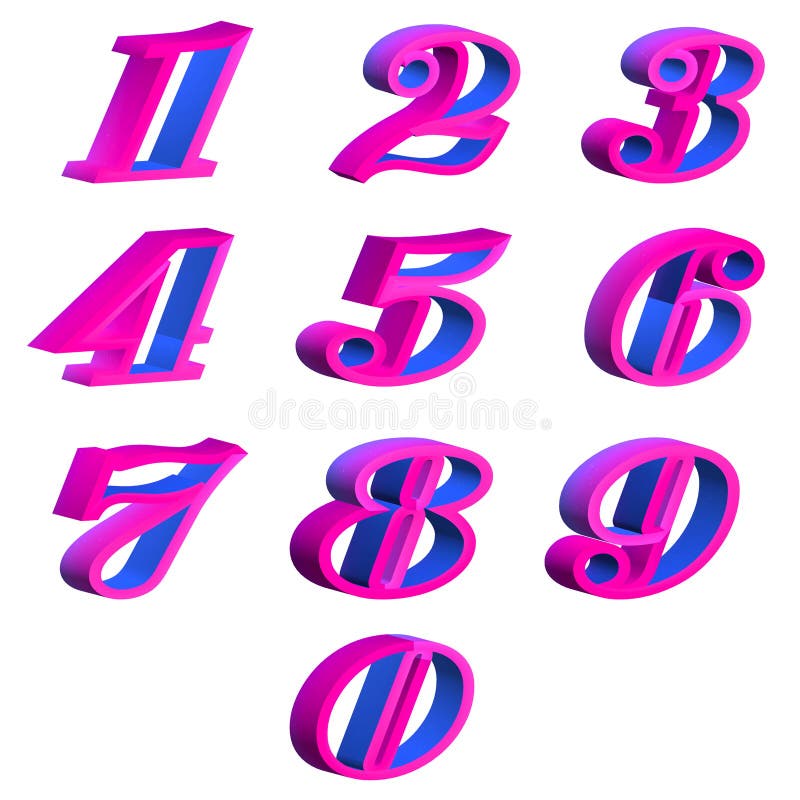 Purple Numbers 3D Illustration Stock Illustration - Illustration of ...