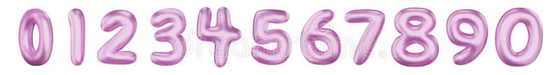 Purple Numbers from 0 To 9. Set of Bright Spherical Figures. Realistic ...