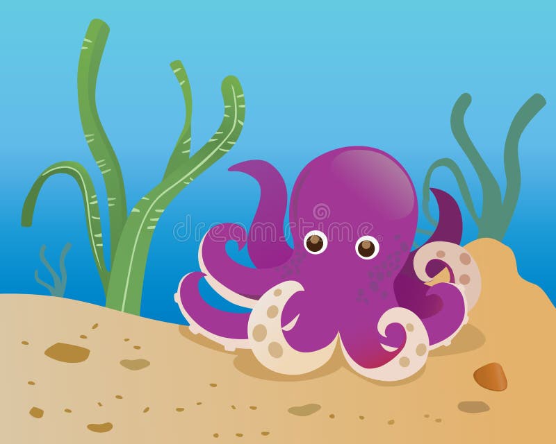 Purple Octopus Vector stock vector. Illustration of lovable - 5716319