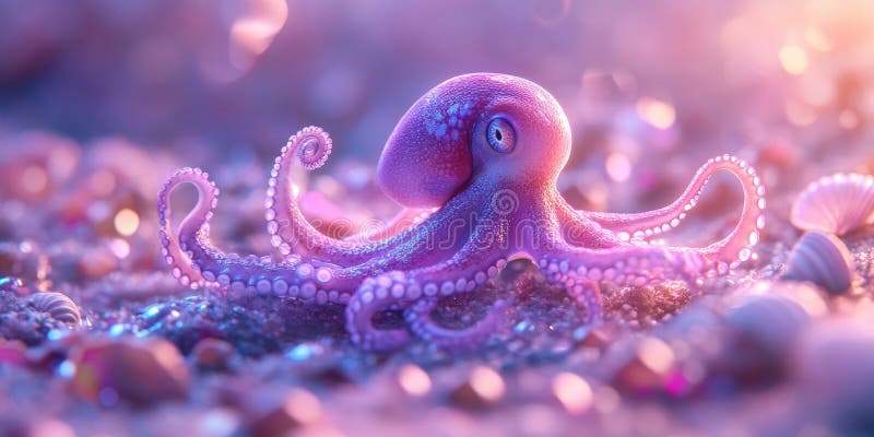 Purple Octopus Ocean Animal Sea Life Image Stock Illustration ...