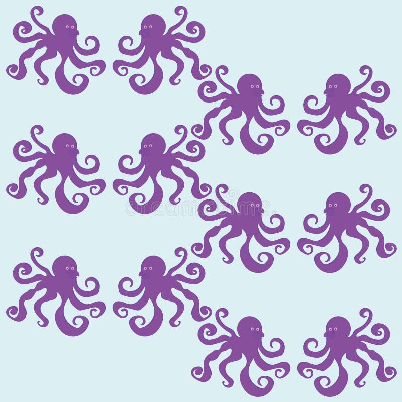 Purple Octopus. Seamless Pattern Stock Illustration - Illustration of ...