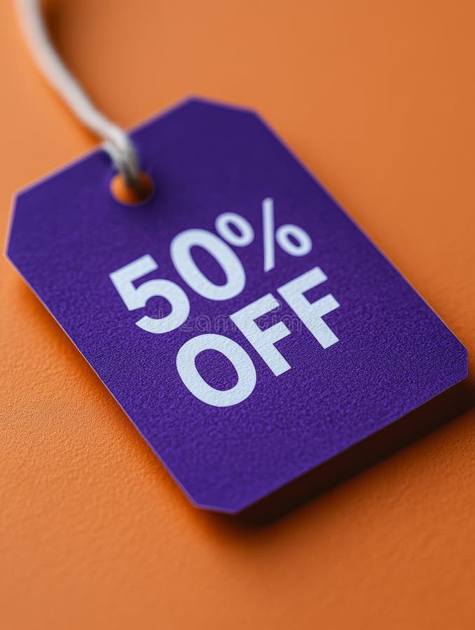 Purple 50 Off Price Tag Orange Background Stock Photos - Free & Royalty ...