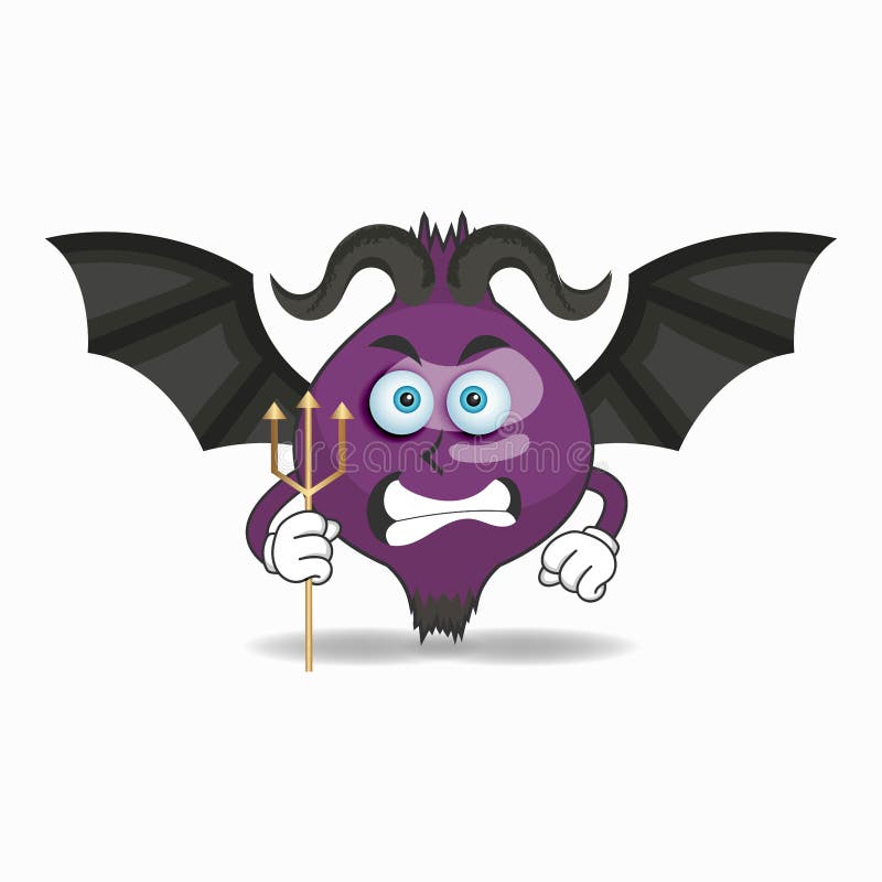 The Purple Onion Mascot Character Becomes a Devil. Vector Illustration ...