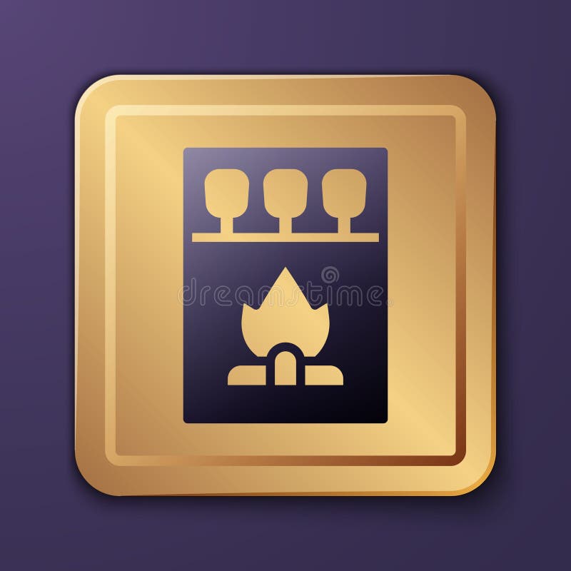 Purple Open Matchbox and Matches Icon Isolated on Purple Background ...