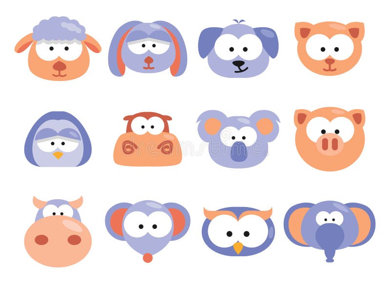 Purple and Orange Animals, Icon Stock Vector - Illustration of nature ...