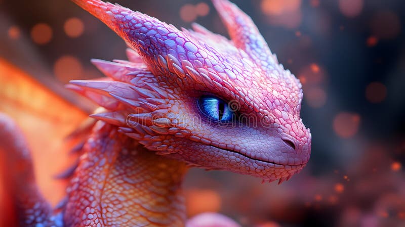 Purple and Orange Dragon 3D Illustration Stock Illustration ...