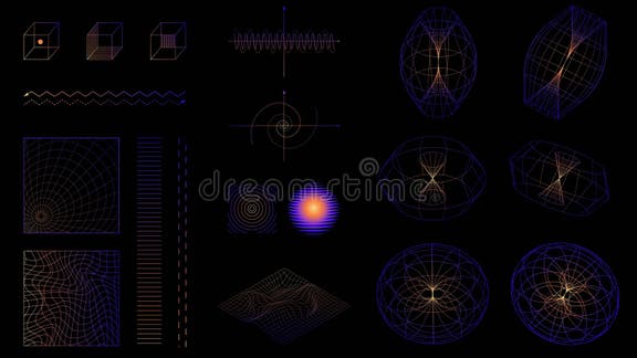 Purple and Orange Glowing Scientific Wireframe Structures, Complex ...