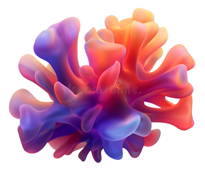 Purple and Orange Gradient Coral Object Isolated on White Background ...