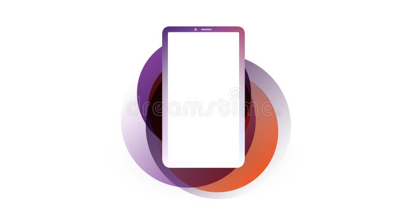 Purple and Orange Smart Phone Layout with Blank Screen, Technology ...