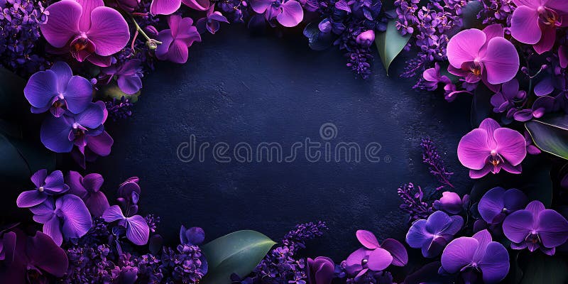Purple Orchid Floral Frame Elegant Background for Design Projects Stock ...
