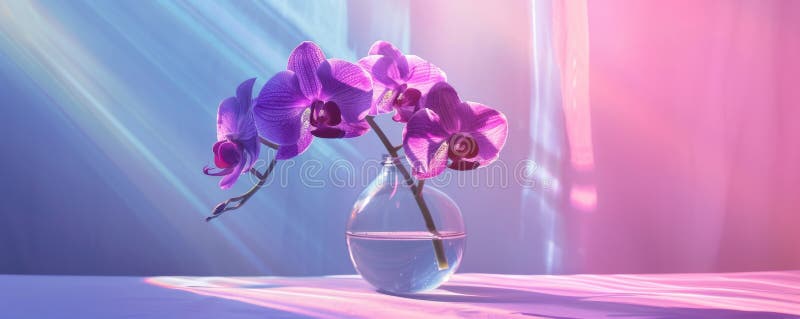 Purple Orchid Glass Vase Dramatic Lighting Stock Photos - Free ...
