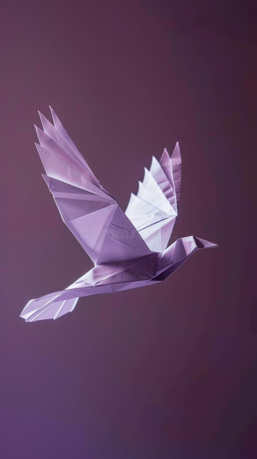 Purple Origami Crane on a Dark Background Stock Image - Image of ...